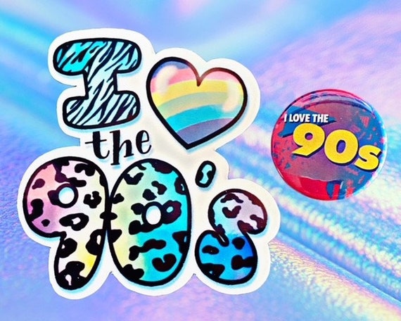 I Love the 90s Vinyl Sticker and Button Pinback Buttons 90s - Etsy