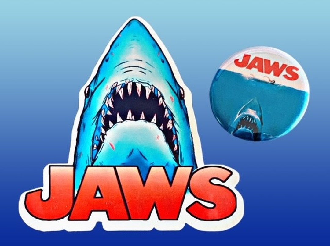 Jaws Vinyl Sticker and Button, 80s Gifts, Pinback Buttons, Jaws - Etsy