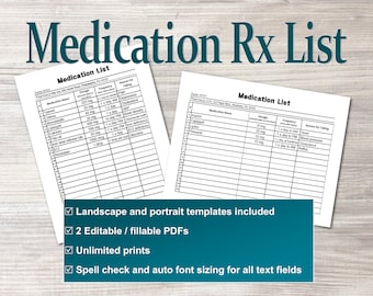 Medication List | Etsy