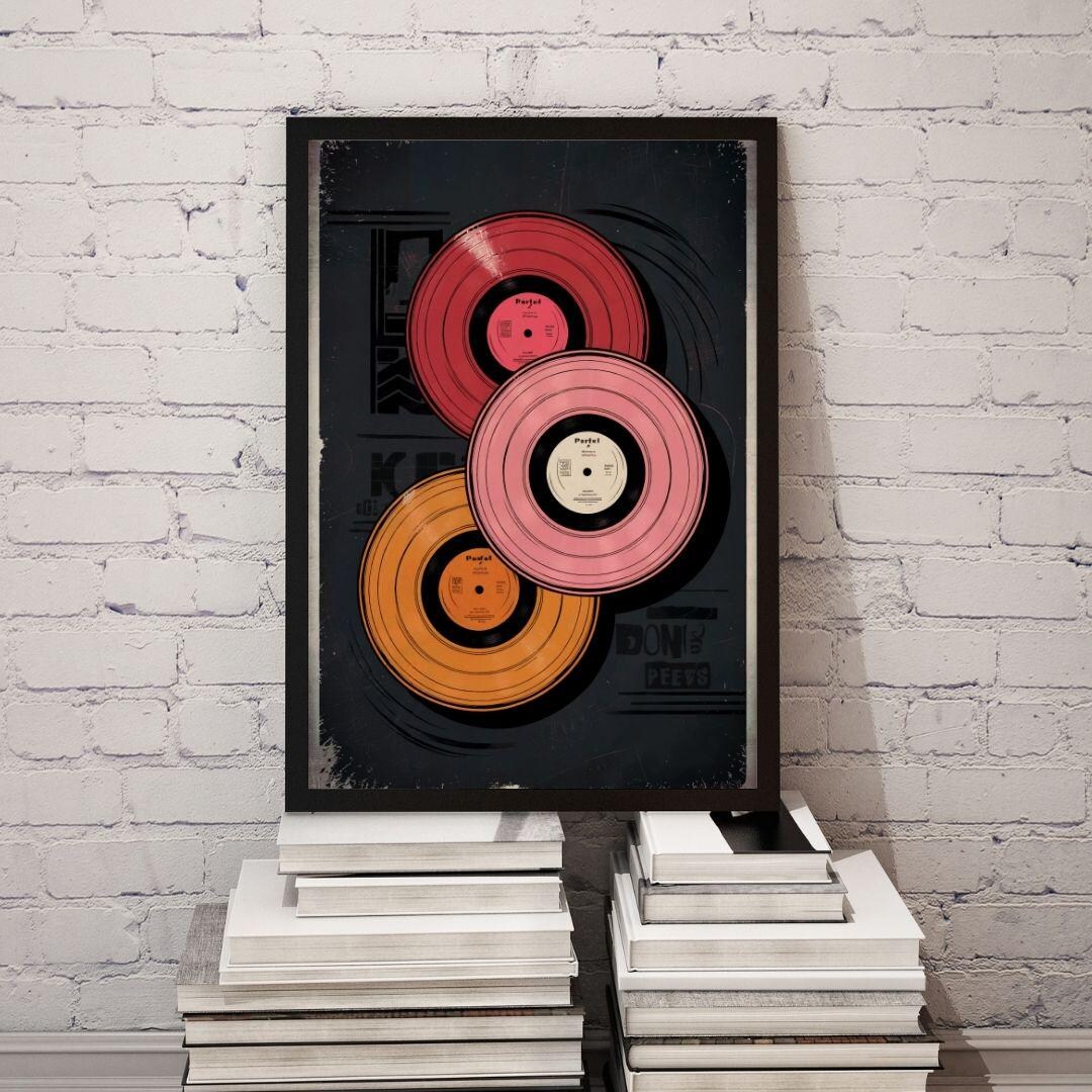 Retro Vinyl Record Print | Vintage Music Wall Art | Mid Century Decor ...