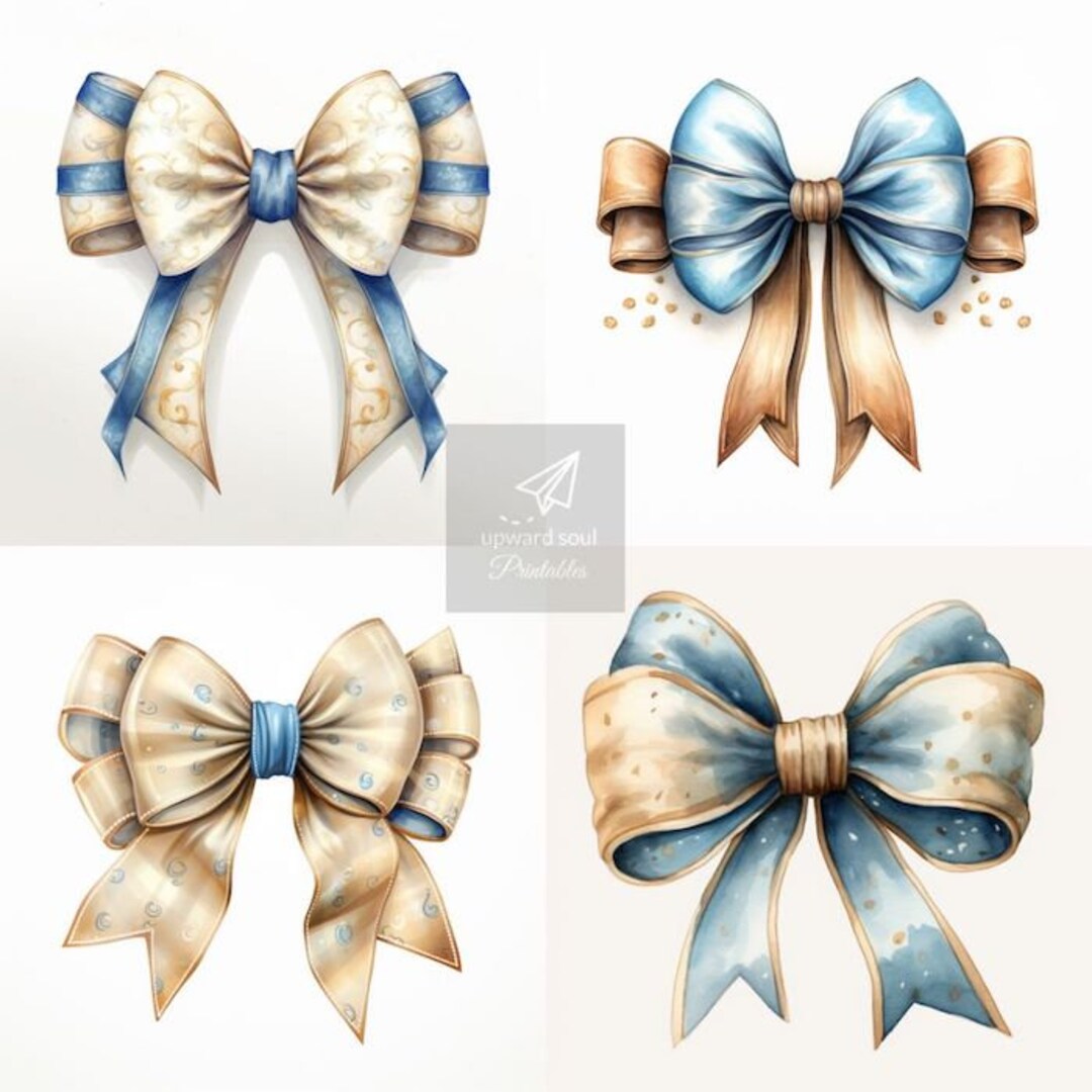 4 Christmas Digital Bows Printable Holiday Bows Clip Art Winter Bows ...