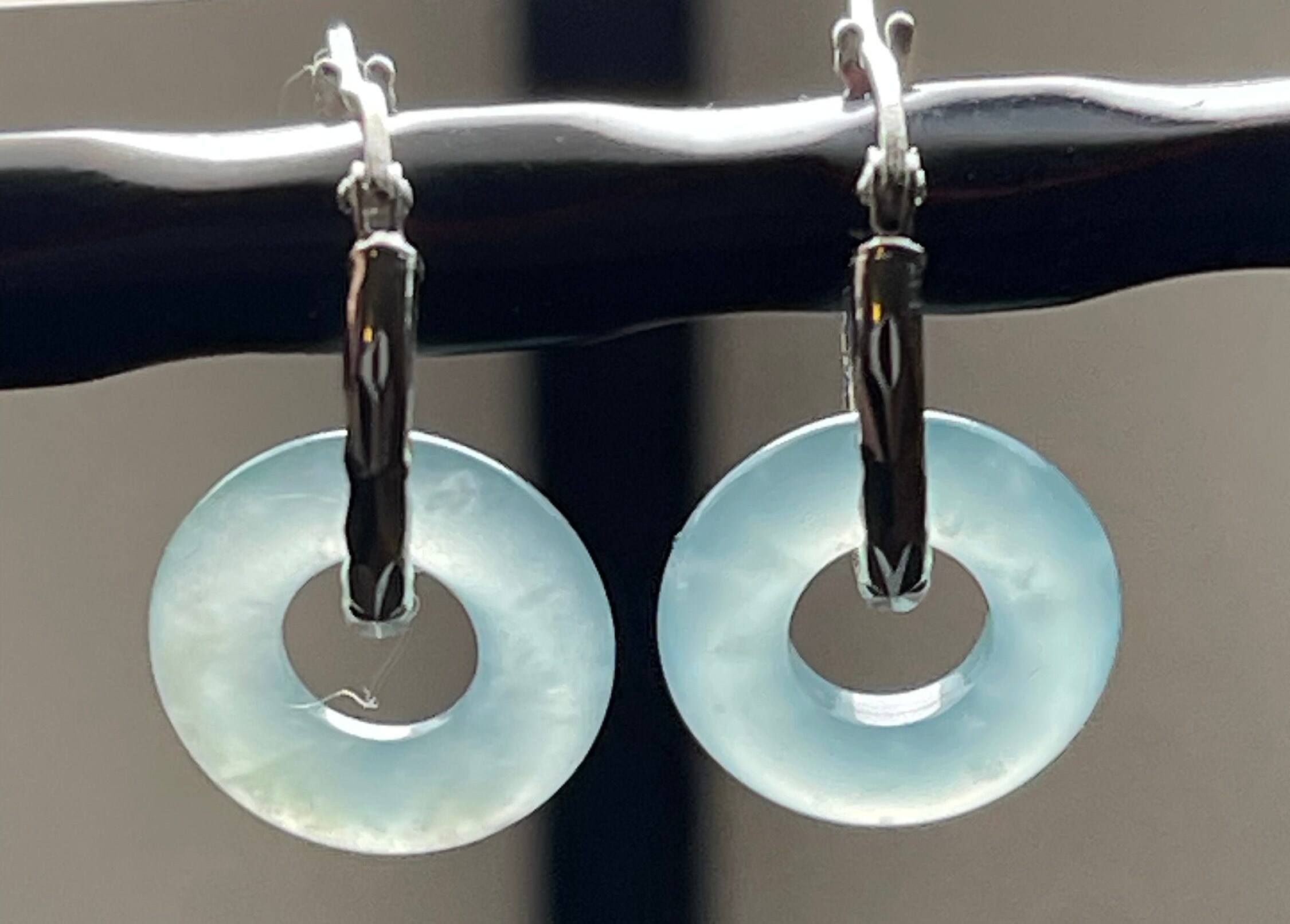 Certified Natural Sky Blue Water A Jade Bi Donut Ping an Kou Sterling ...