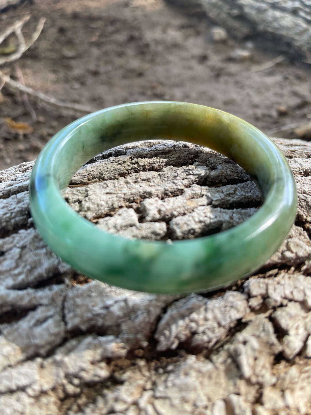 Natural A Jade Solid Bangle Bracelet Apple Green Yellow Burmese Burma ...