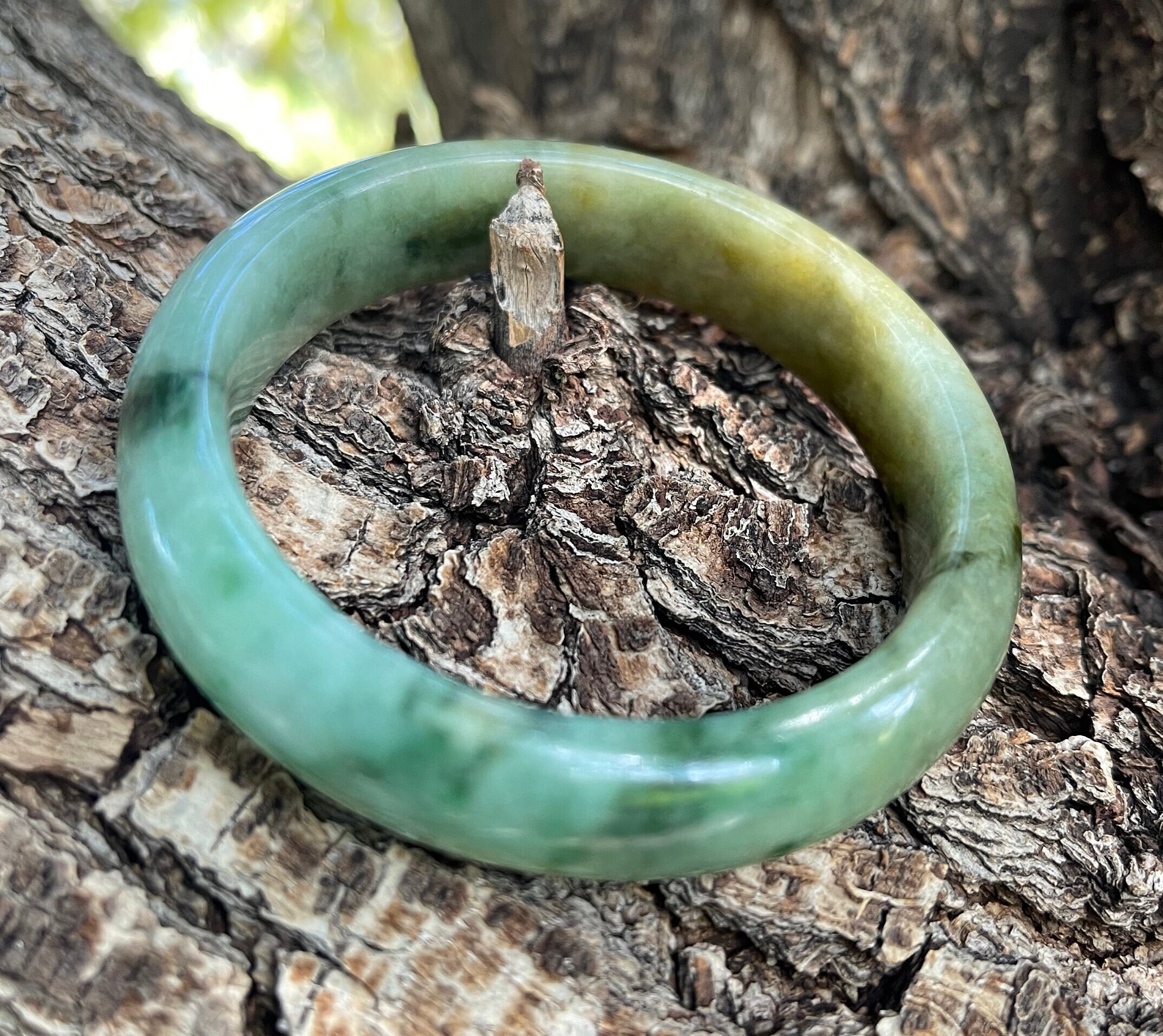 Natural A Jade Solid Bangle Bracelet Apple Green Yellow Burmese Burma ...