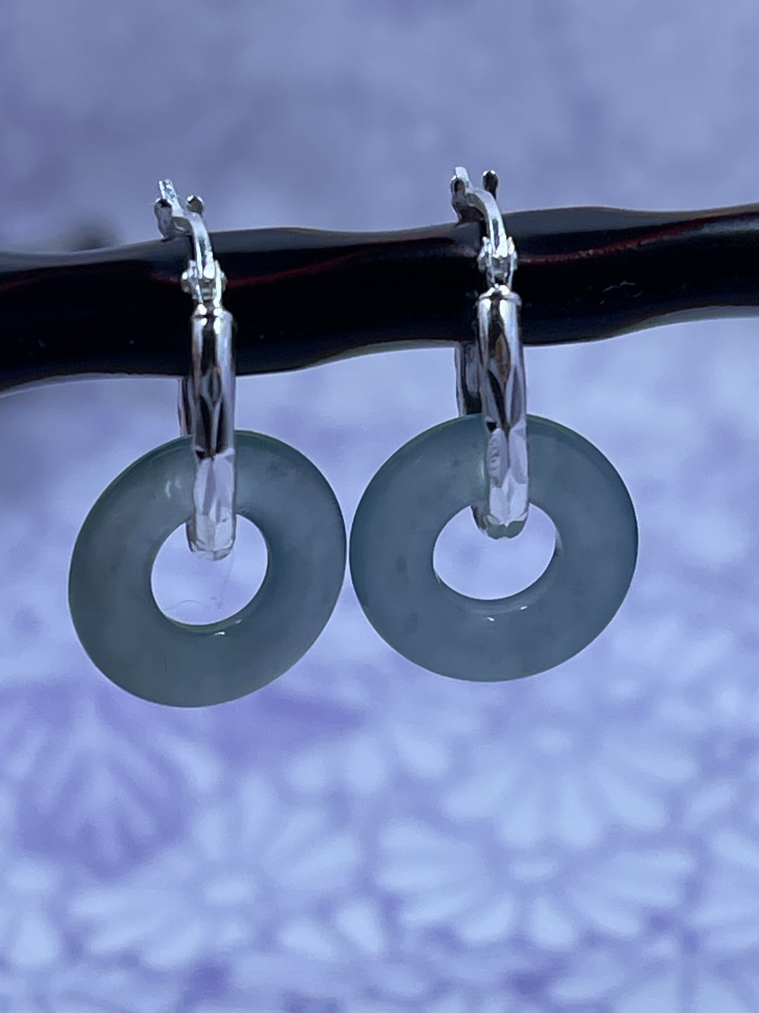 Certified Natural Sky Blue Water A Jade Bi Donut Ping an Kou Sterling ...