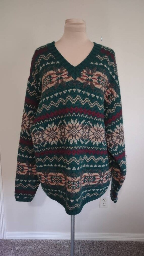 Vintage Nineties Oversize Wool Sweater - Dark Academia - Gem