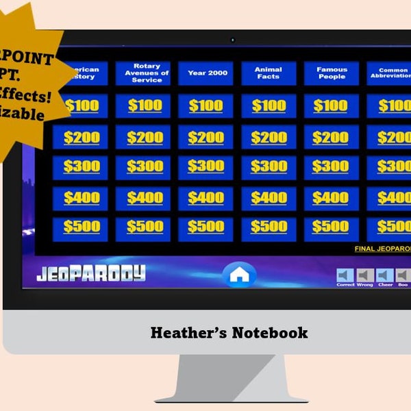 Jeopardy Template - Etsy