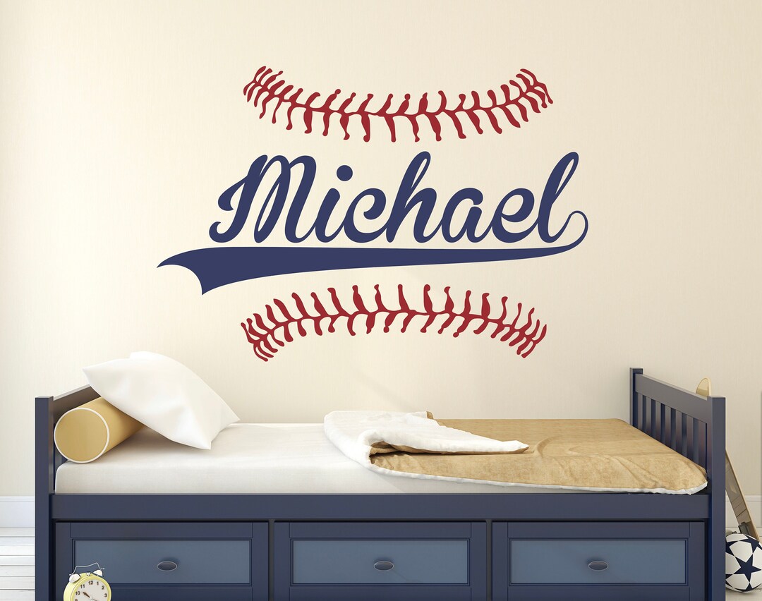 Baseball Name Wall Decal Personalized Baseball Sports Wall Decor for ...