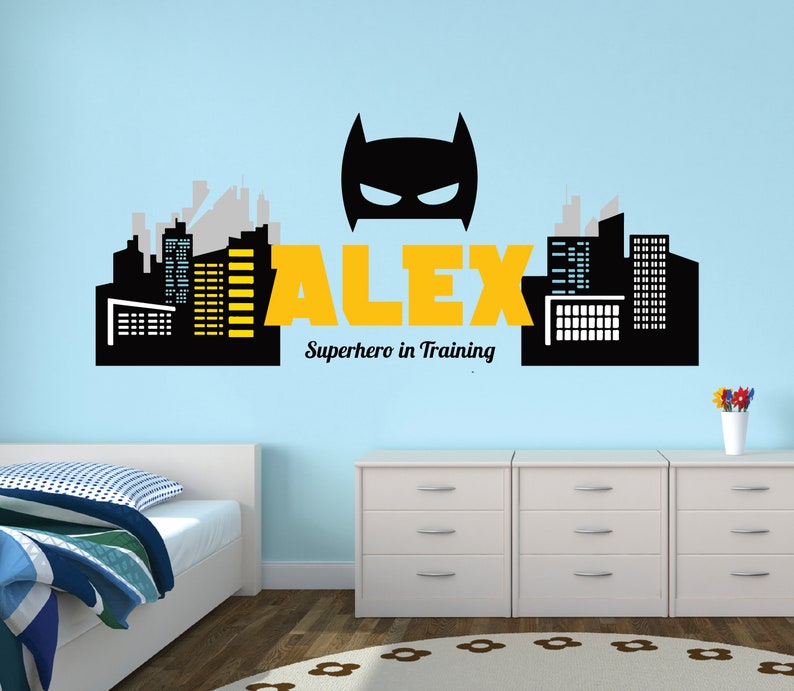 Superhero Name Wall Decal for Kids Superhero Wall Decor Boys Bedroom ...