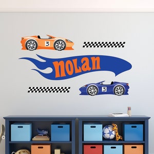 Personalized Racing Car Name Wall Decal Race Wall Decor Nursery Wall ...