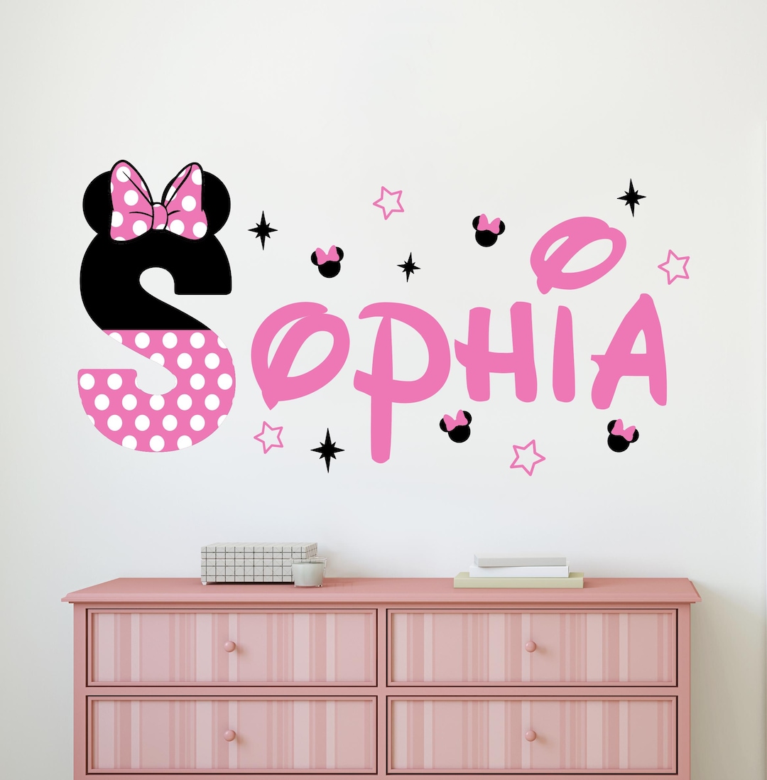 Personalized Minnie Mouse Name Wall Decal for Girls Room – Custom Vinyl ...