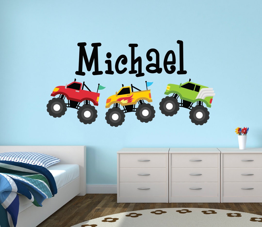 Monster Truck Name Wall Decal Custom Monster Jam Wall Decor for Boys ...