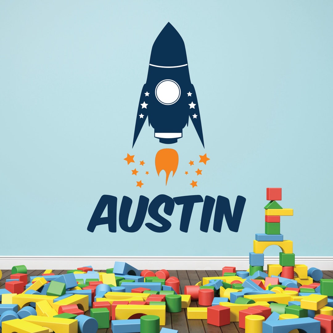 Rocket Name Wall Decal Personalized Astronaut Wall Decals for Kids ...