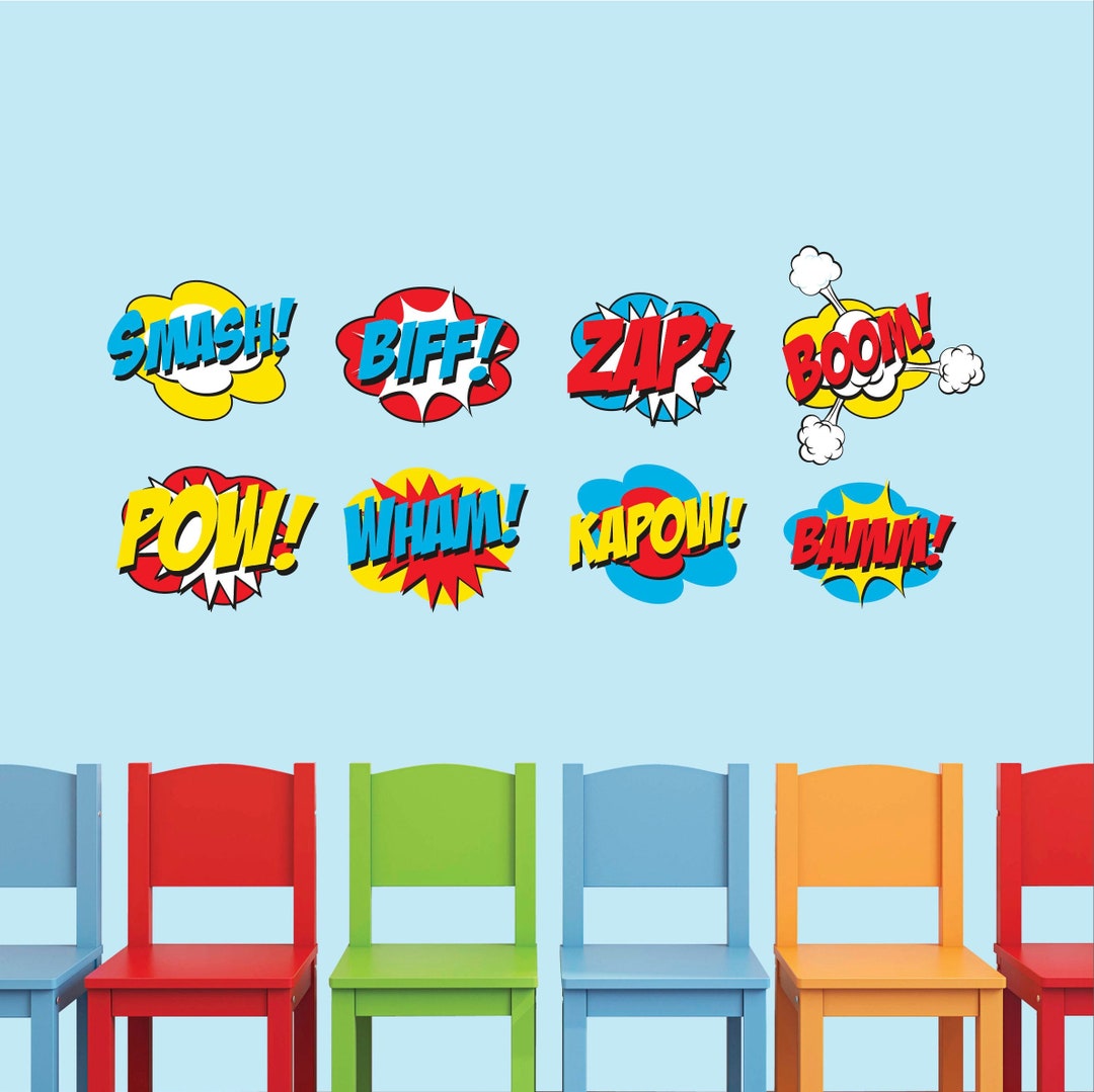 Superhero Comic Book Name Wall Decal for Kids Bedroom Wall Decor ...