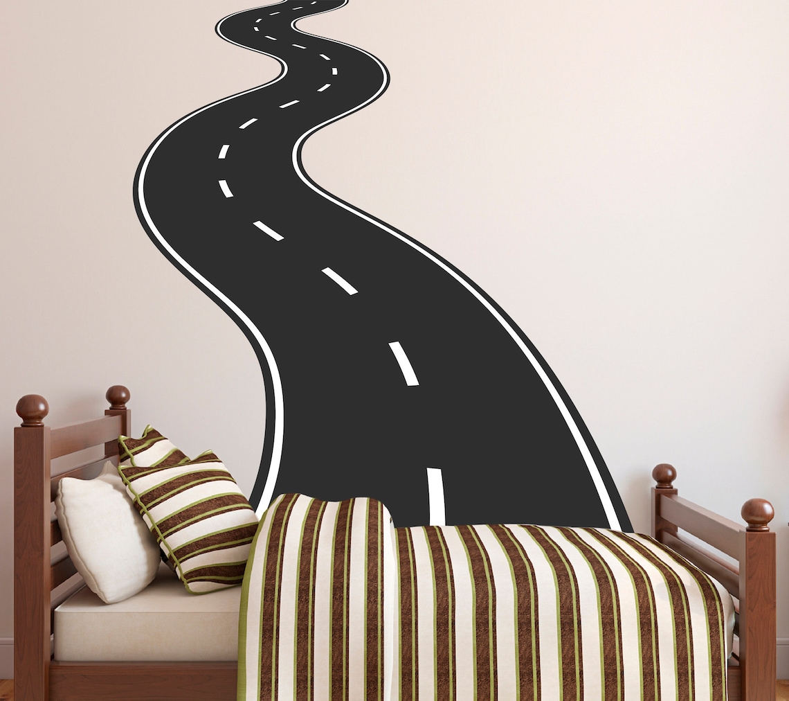 Road Wall Decal Way Highway Vinyl Sticker Track Route Wall Decor Kids ...