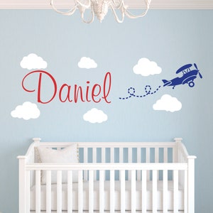 Personalized Airplane Name Wall Decal for Kids Nursery Wall Decals ...