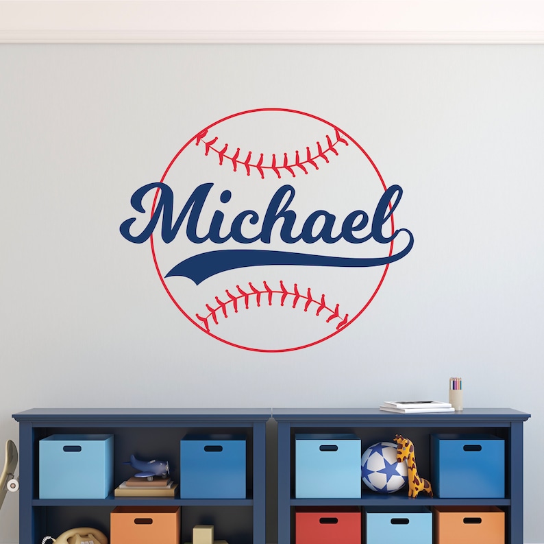 Personalized Baseball Name Wall Decal for Kids Baseball Sports Children ...