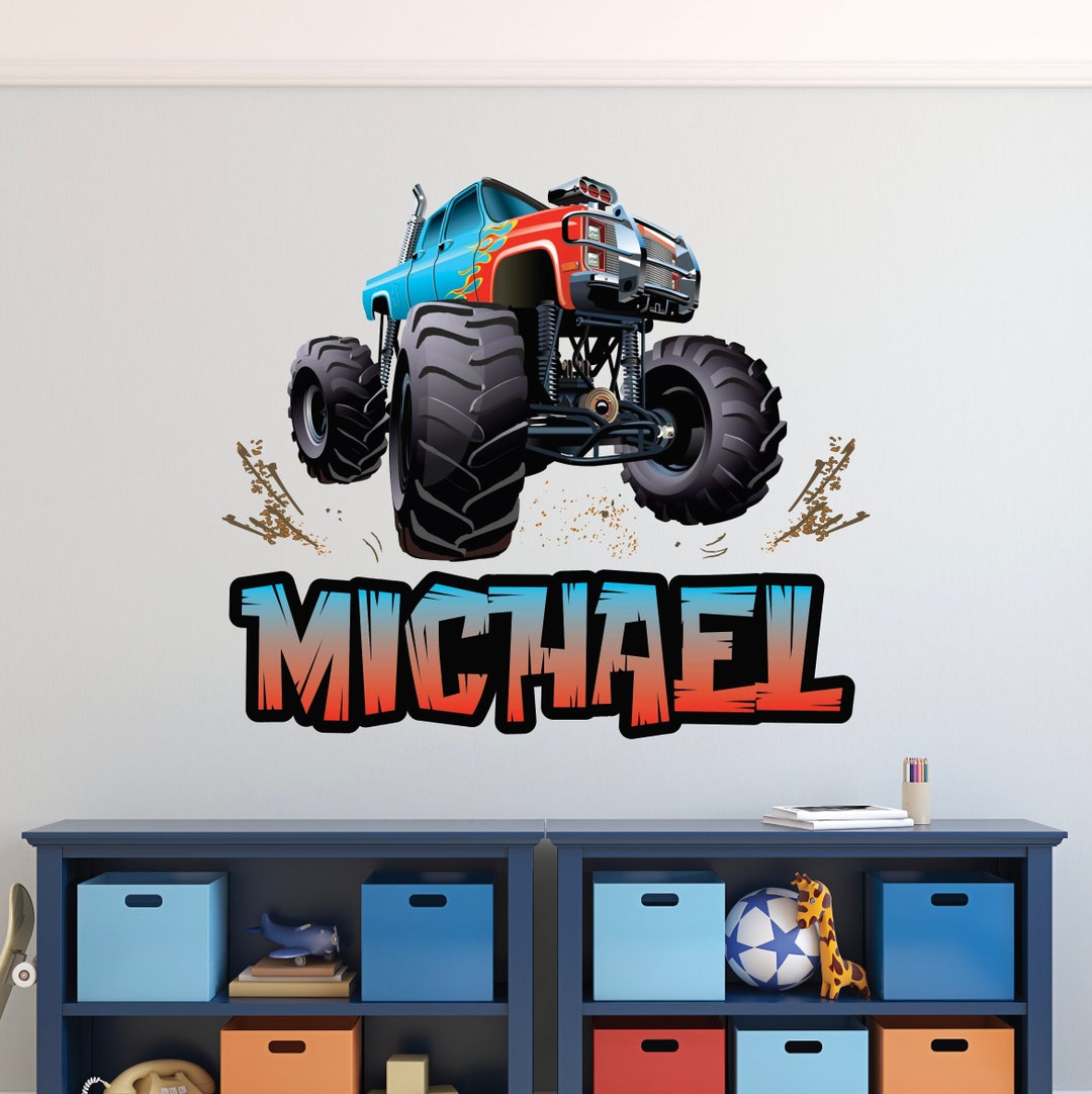 Personalized Monster Truck Name Wall Decal for Kids Monster - Etsy