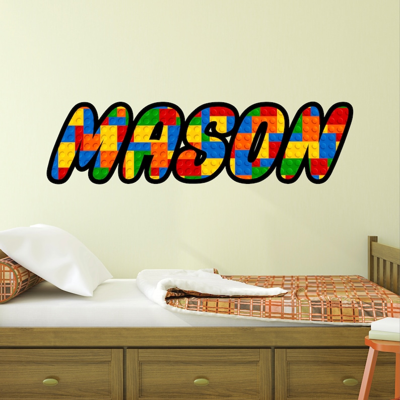 Building Blocks Personalized Name Wall Decals for Kids Bedroom Playroom ...