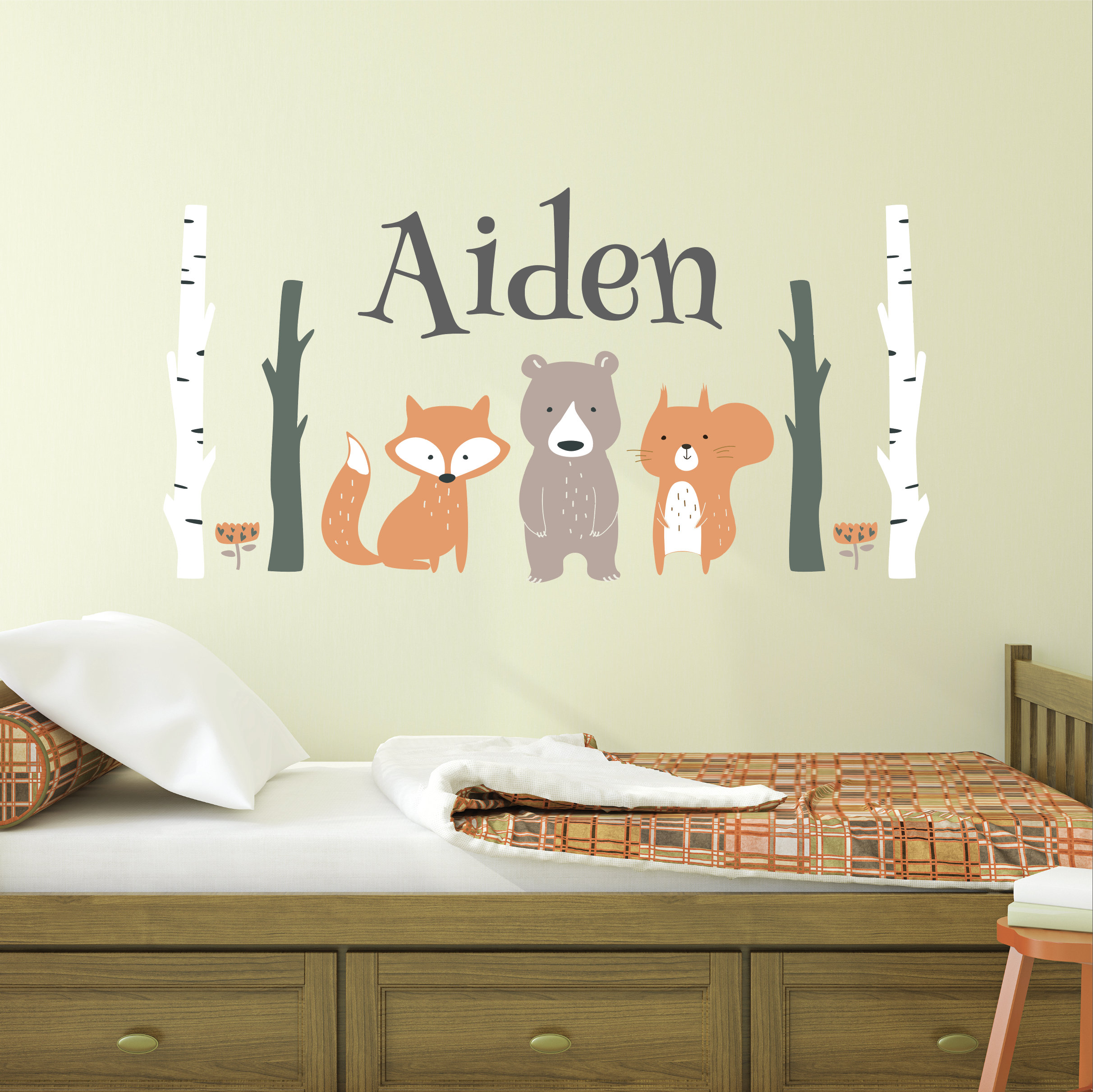 Custom Woodland Animal Name Wall Decal for Kids Forest Safari - Etsy