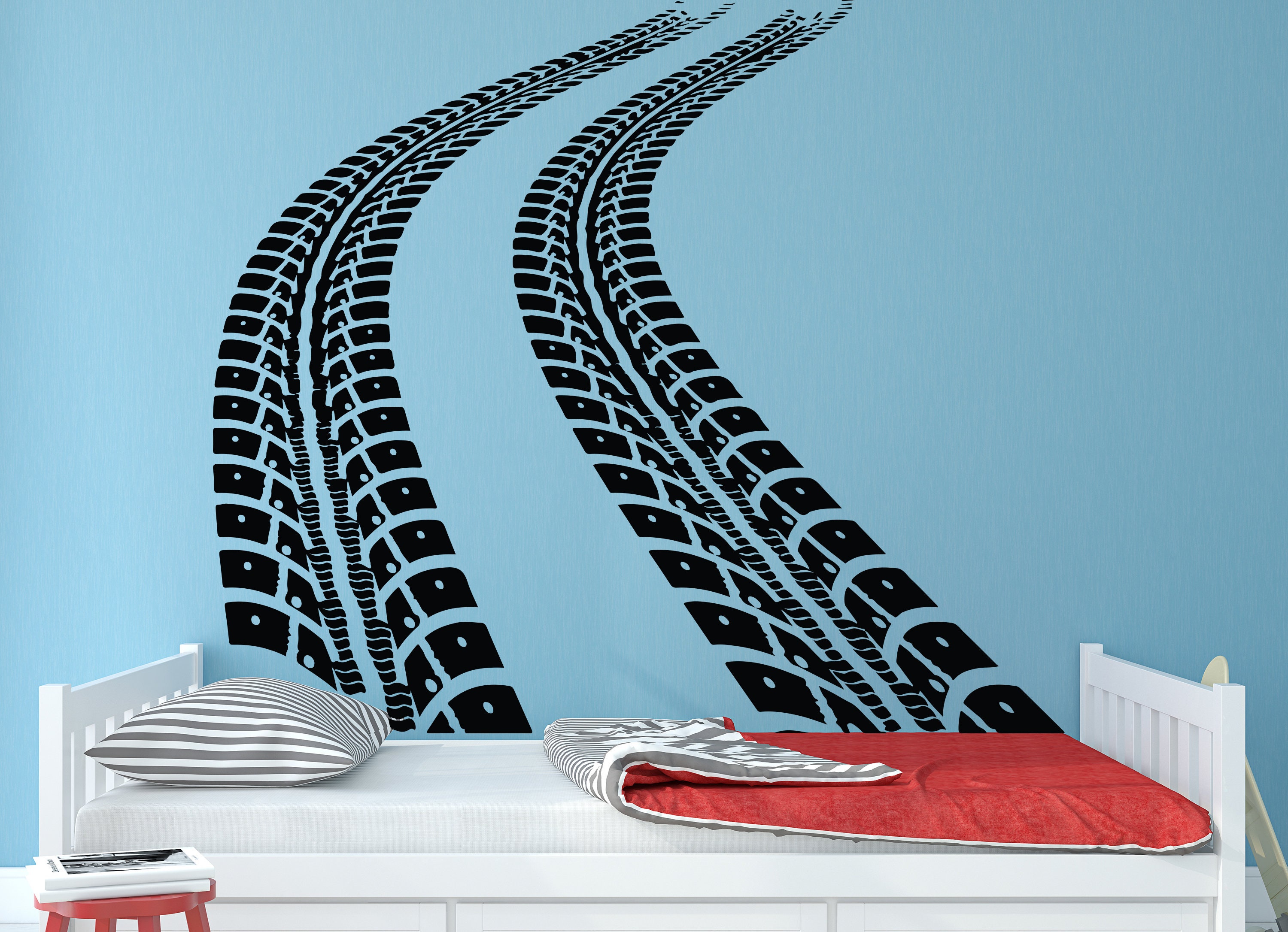 Tire Tracks Wall Decal Tire Marks Tire Tread Vinyl Racing Wall Decals ...