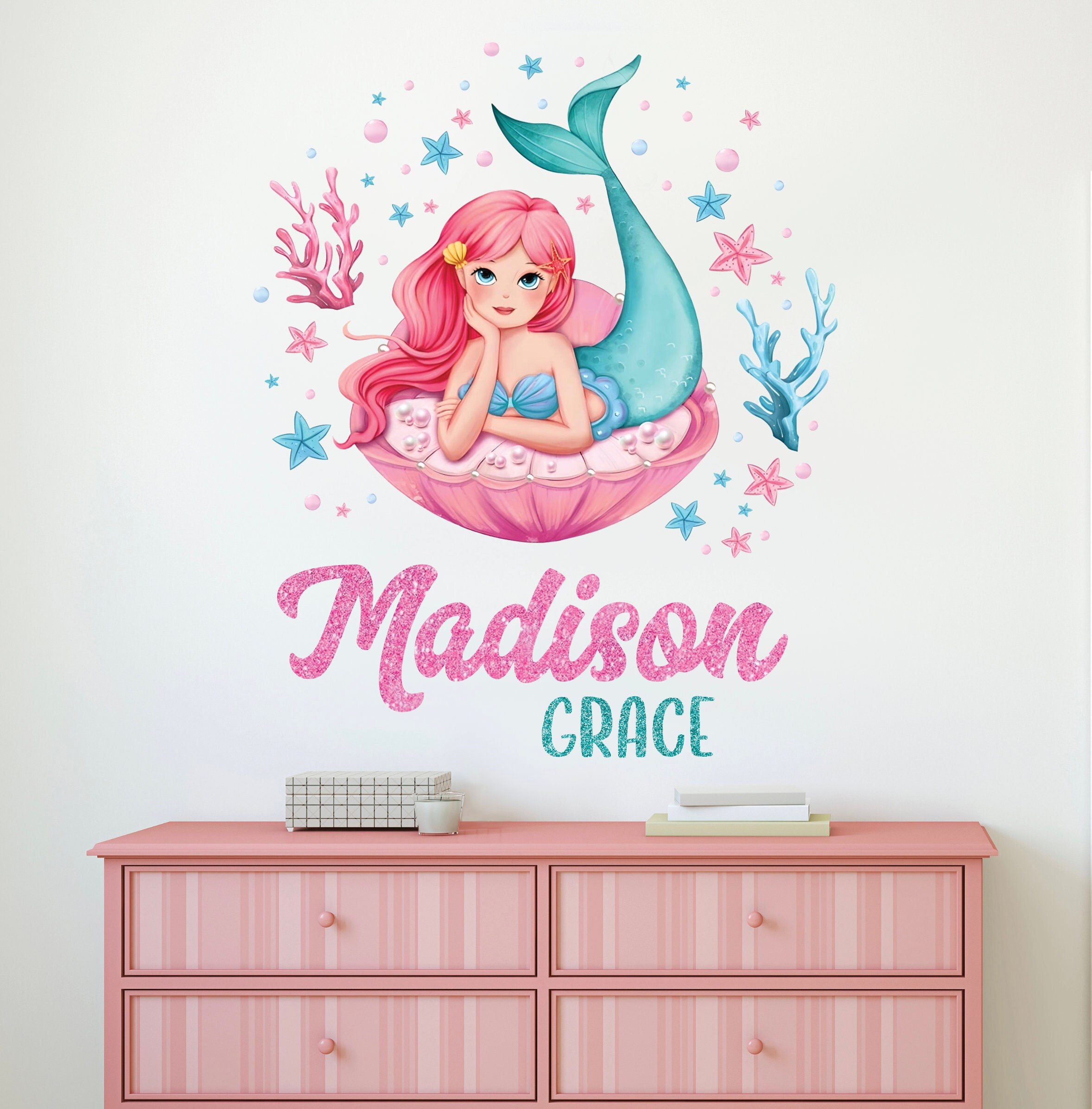 Personalized Mermaid Name Wall Decal for Girls Room Little - Etsy