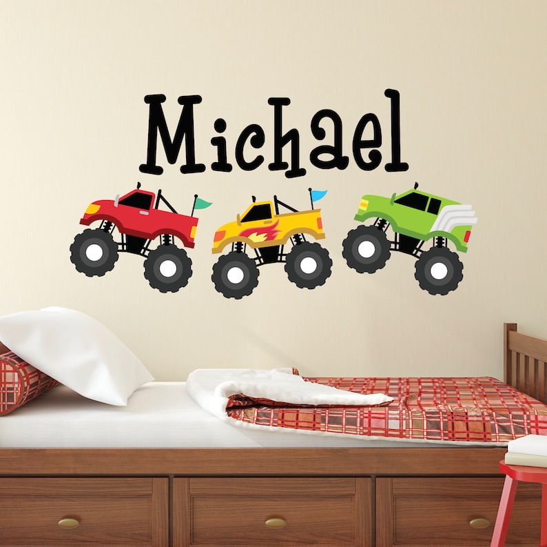 Monster Truck Name Wall Decal Custom Monster Jam Wall Decor for Boys ...