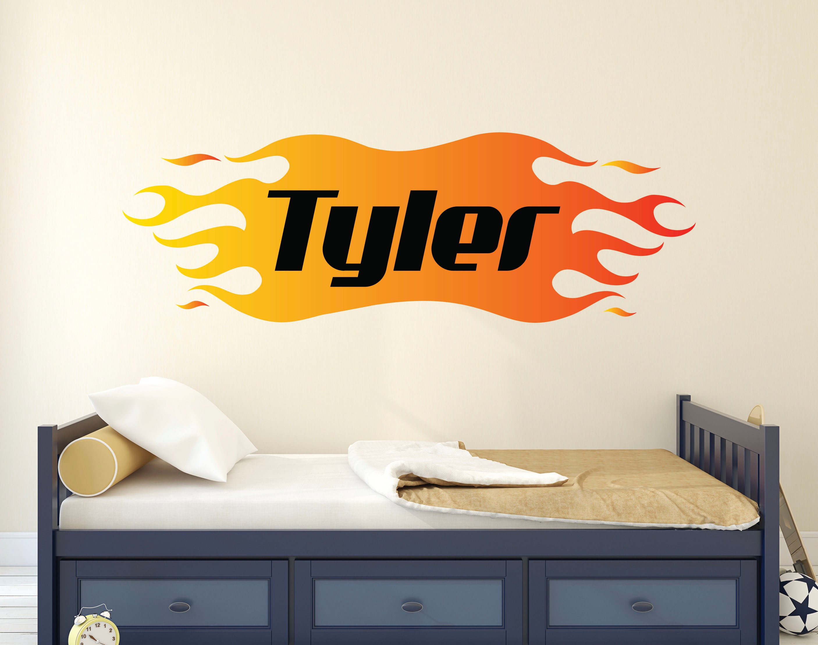Custom Flames Name Wall Decal for Kids Bedroom Playroom Wall - Etsy