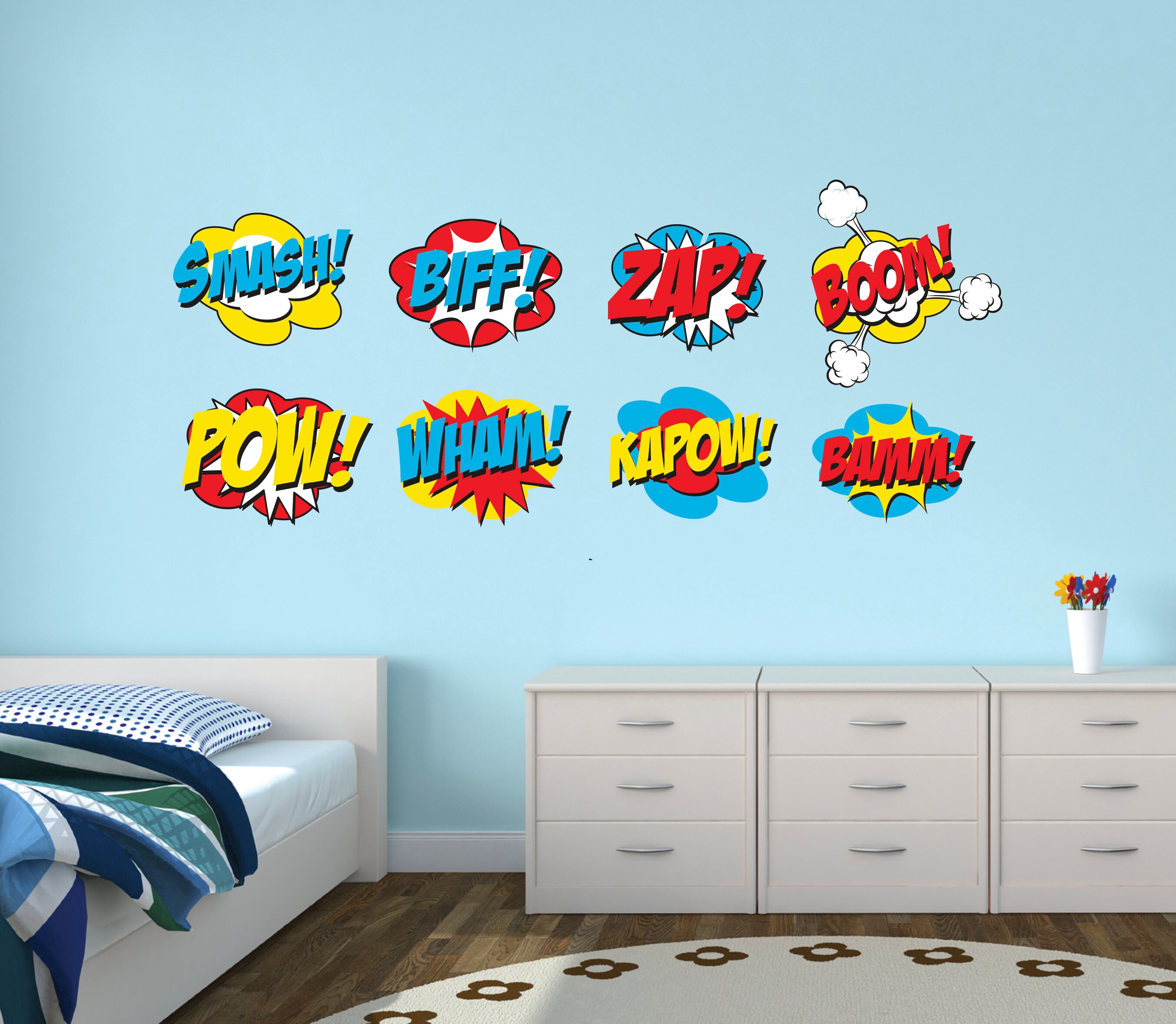 Superhero Comic Book Name Wall Decal for Kids Bedroom Wall - Etsy
