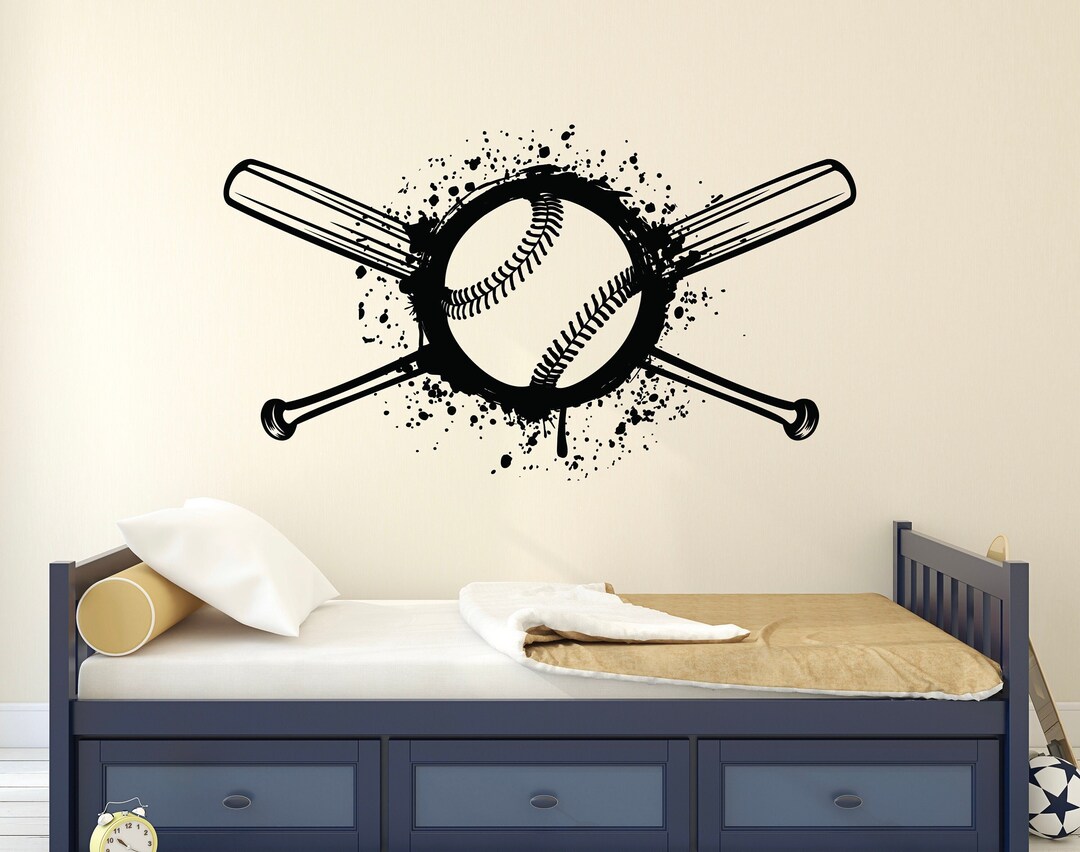 Baseball Wall Decal Softball Wall Decals Sports Kids Wall Stickers Bat ...