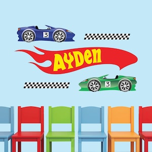 Personalized Racing Car Name Wall Decal Race Wall Decor Nursery Wall ...