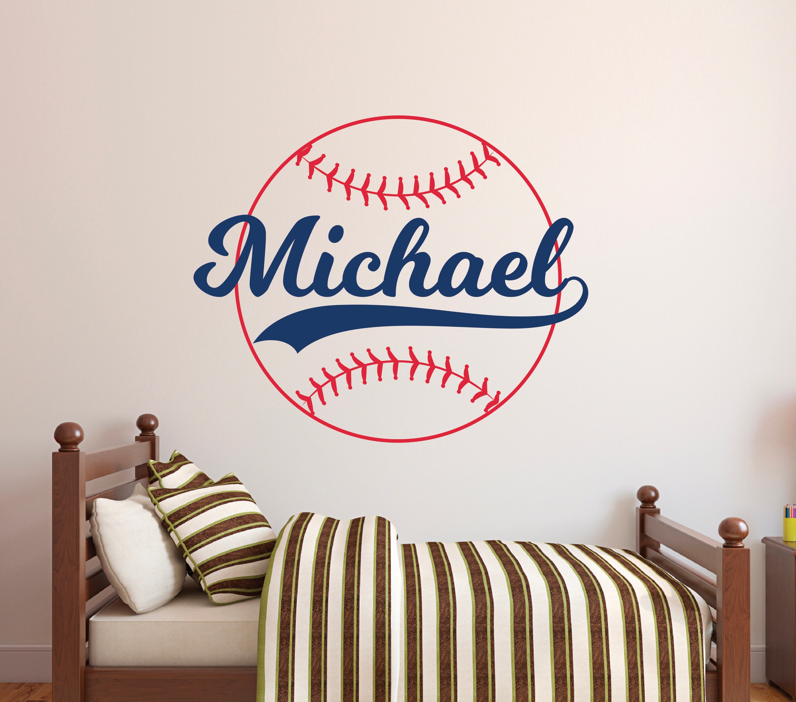 Personalized Baseball Name Wall Decal for Kids Baseball Sports - Etsy