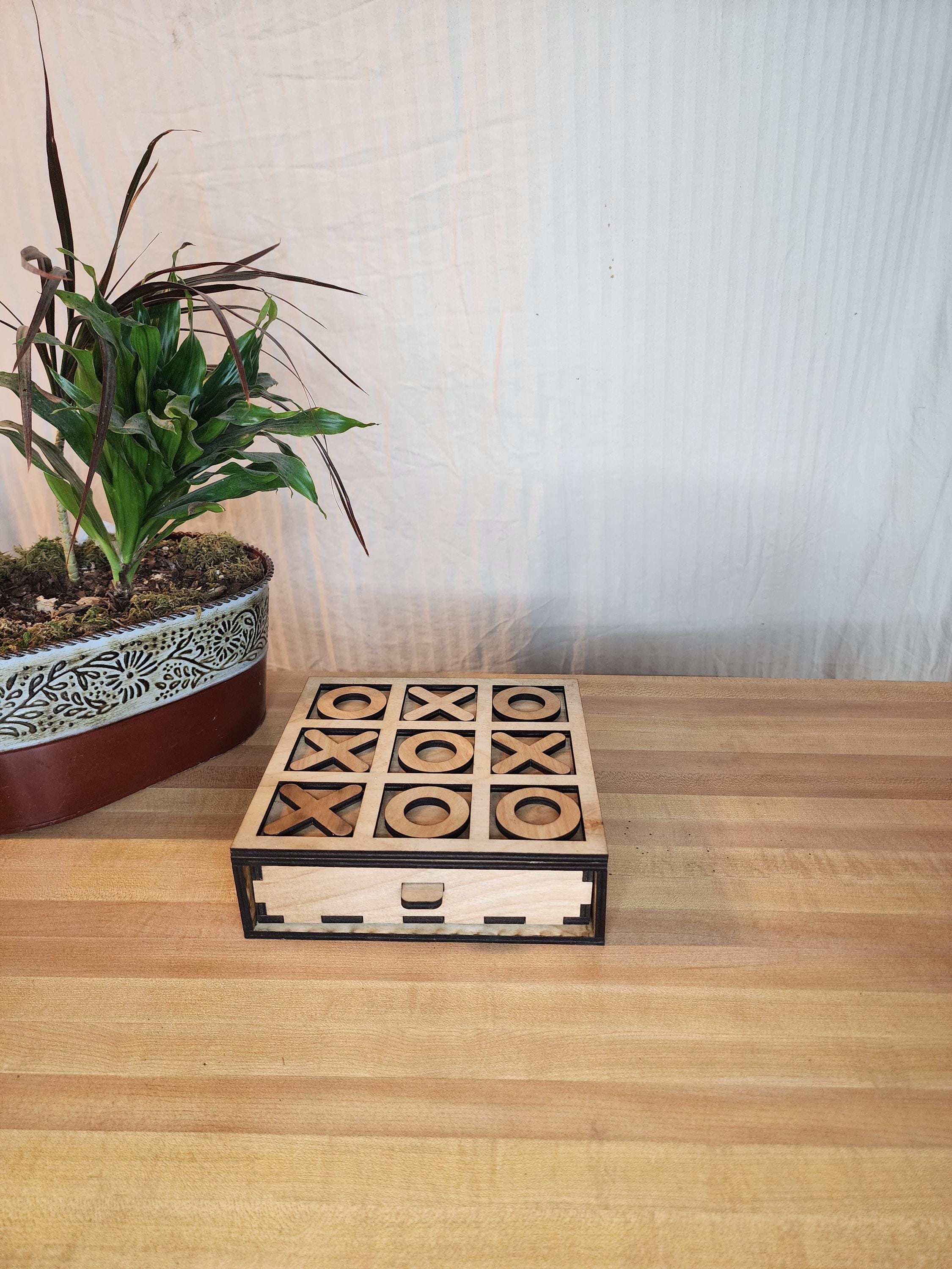 Laser-cut File ONLY Tic Tac Toe Box With Drawer to Hold Pieces - Etsy
