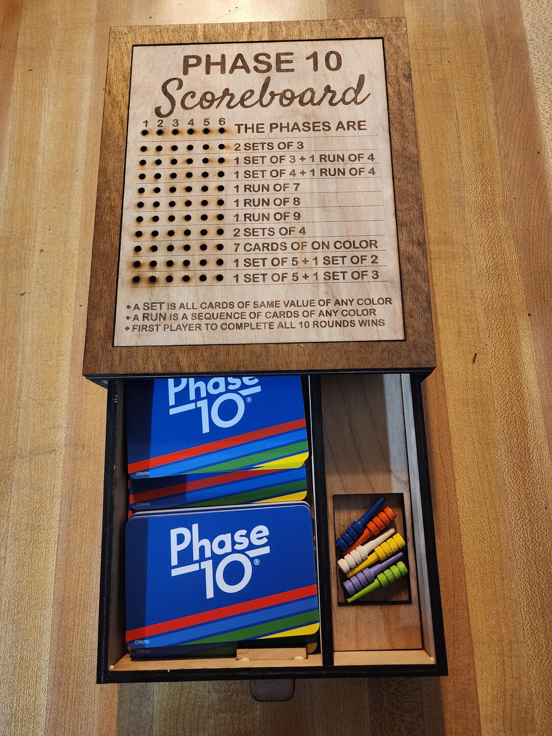 Laser-cut File ONLY Phase 10 Scoreboard Box With Storage Drawer - Etsy ...