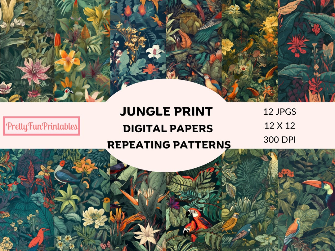 Seamless Jungle Patterns, Tropical Jungle Paper, Digital Papers-jungle ...