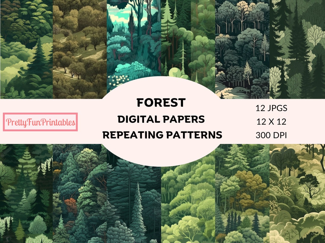 Forest Repeating Pattern Digital Paper, Commercial Use, Forest Digital ...