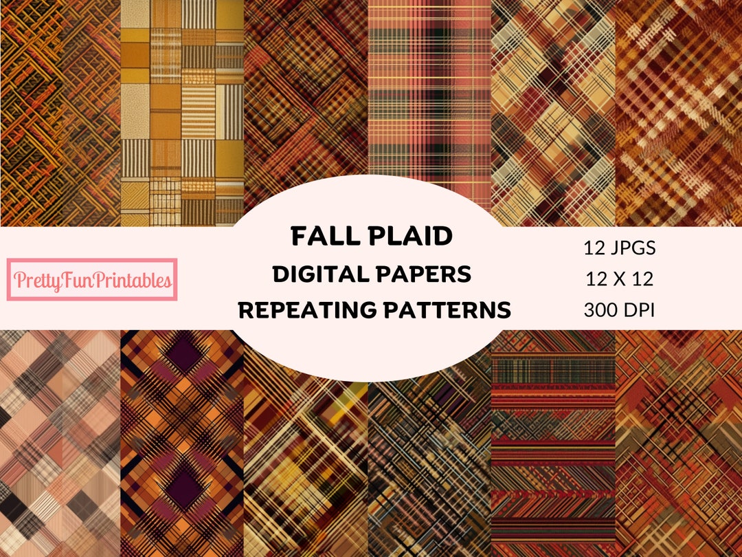 Fall Plaid Repeating Pattern Digital Paper, Fall Digital Paper, Autumn ...