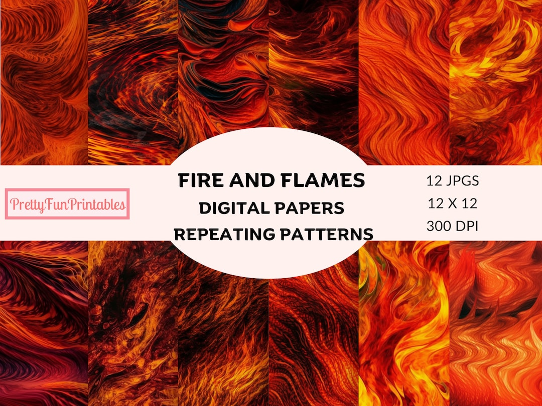 Fire Digital Paper Seamless Pattern,flame Textures Printable Papers ...