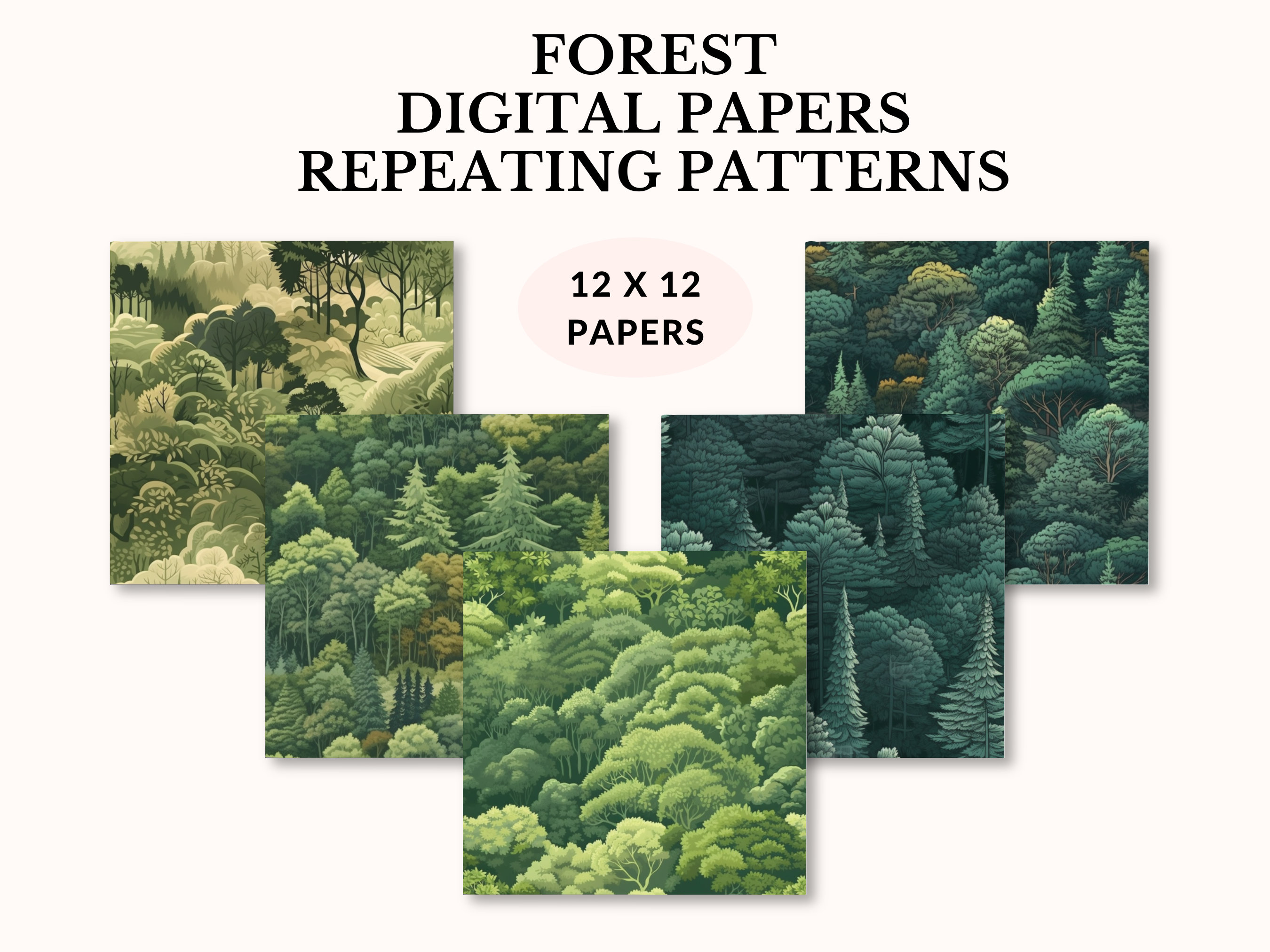 Forest Repeating Pattern Digital Paper, Commercial Use, Forest Digital ...