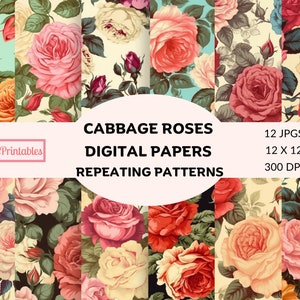 Cabbage Rose, Cabbage Roses, Rose Clipart, Roses Clipart, Floral ...