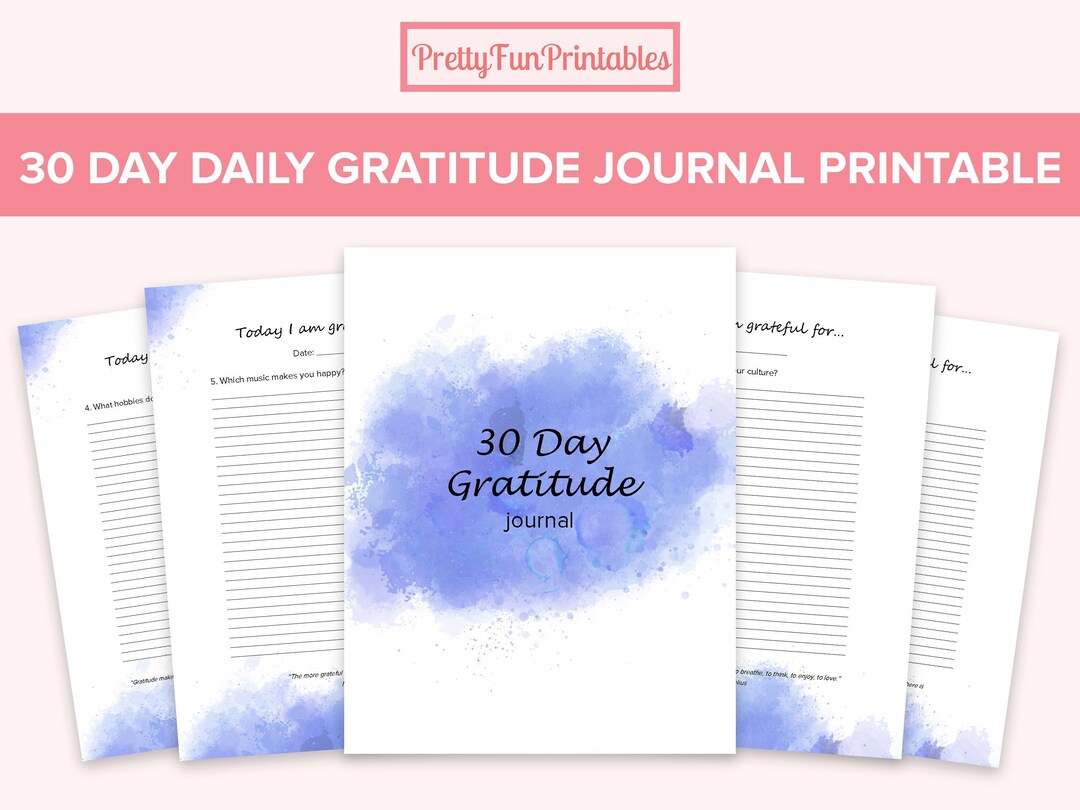 30 Day Daily Gratitude Journal Printable | Journal Prompts| Positivity ...