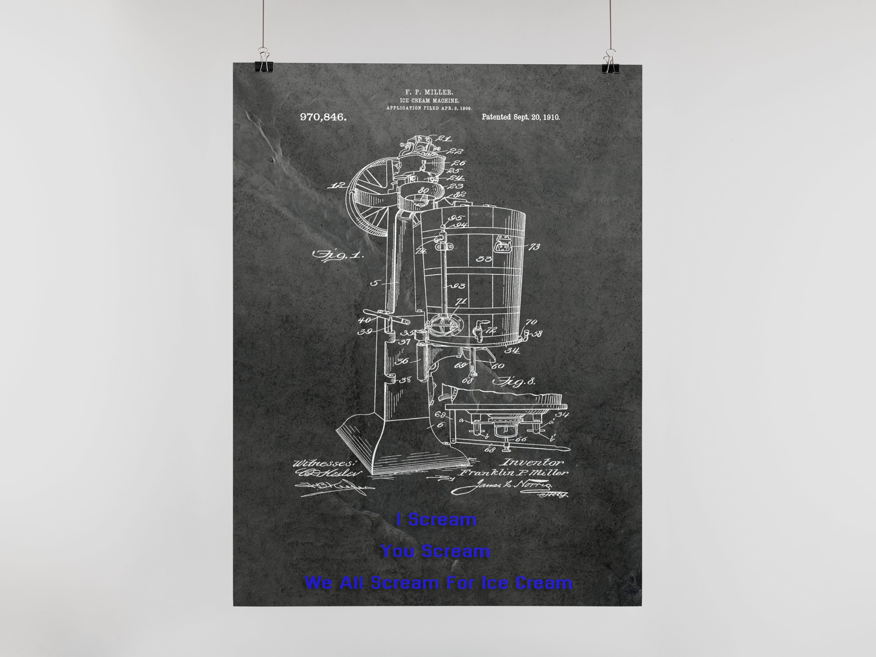 1910 Ice Cream Machine Patent Print patent Printable Ice Cream Parlor ...