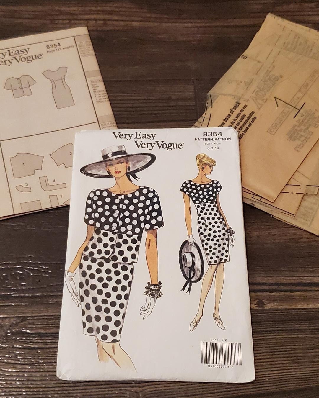 Vogue 8354 Vintage 1990's Very Easy Very Vogue Size 6 8 10 Misses ...