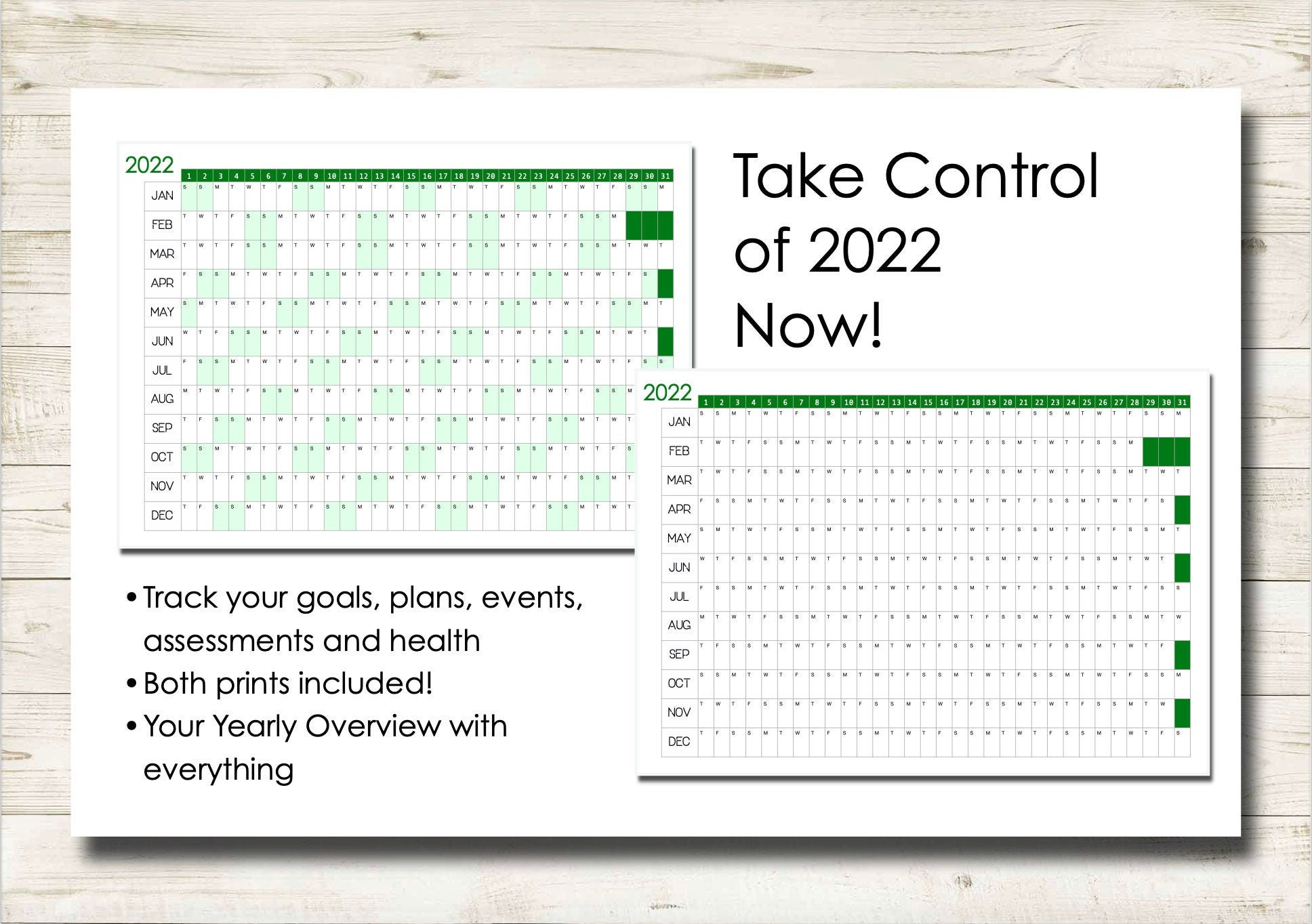 Yearly Planner 2022 Printable Year Overview Download Instantly High ...