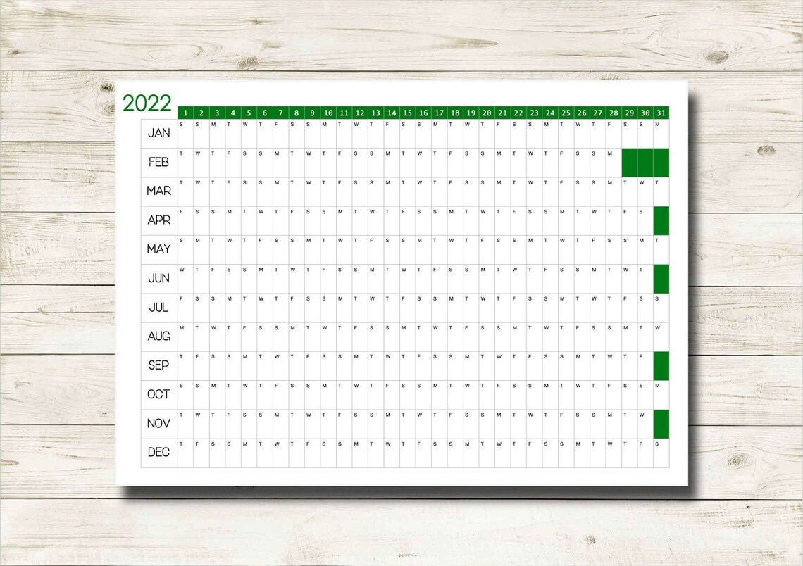 Yearly Planner 2022 - Printable Year Overview - Download Instantly ...