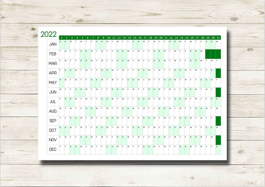 Yearly Planner 2022 - Printable Year Overview - Download Instantly ...