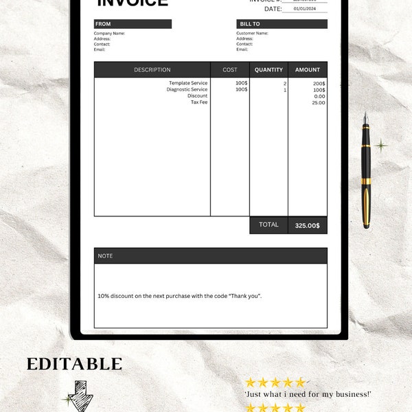 Custom Invoice Template - Etsy UK