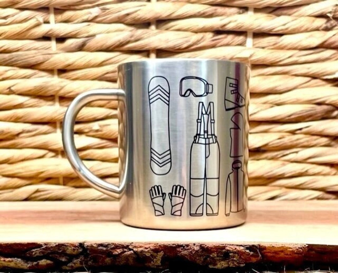 Ski, Snowboard Personalized Double Walled Steel Camper Mug, Ski Event ...
