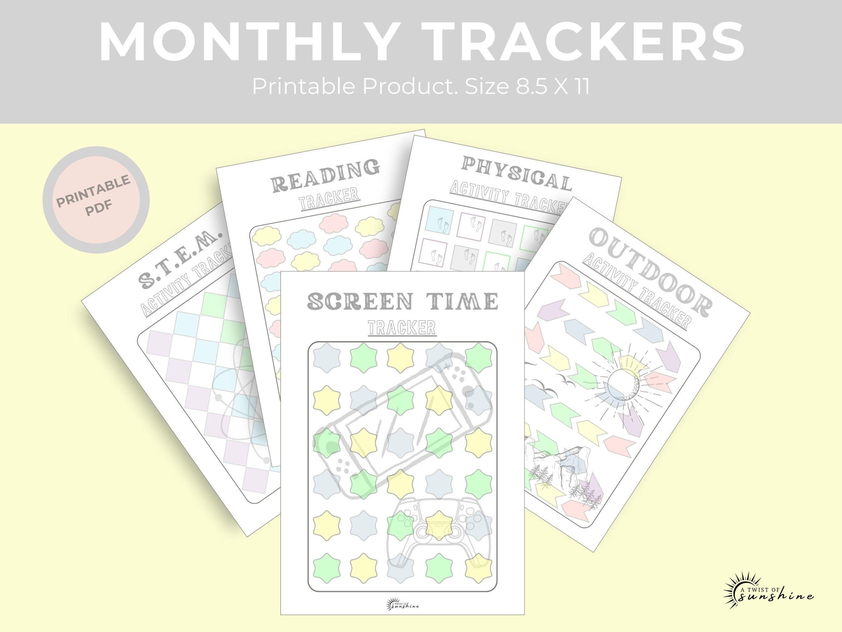PRINTABLE TRACKER BUNDLE | Reading Tracker | Physical Activity Tracker ...