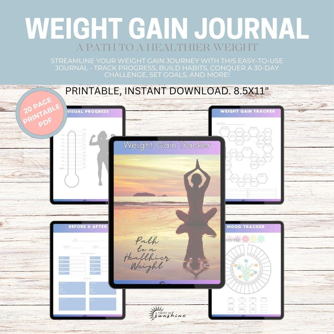 WEIGHT GAIN JOURNAL | Weight Gain Tracker | Weight Gain Planner ...